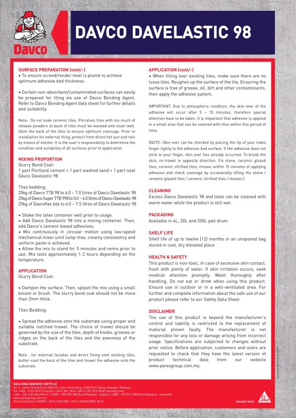 DAVCO DAVELASTIC 98 20L - Labuan Hardware (Kemajuan Trading)