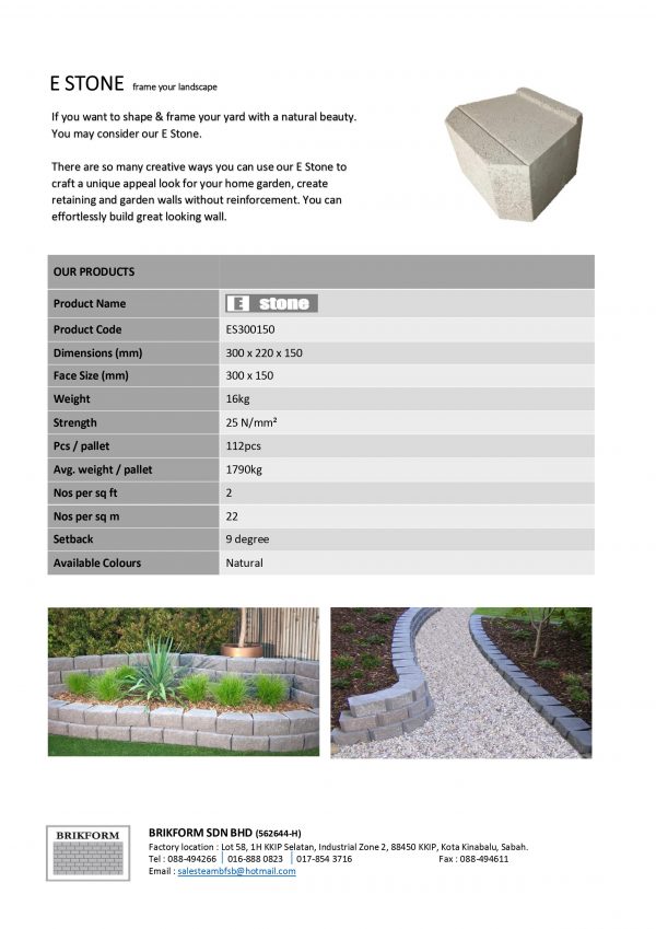 E STONE- ES300150 (NATURAL) - Labuan Hardware (Kemajuan Trading)