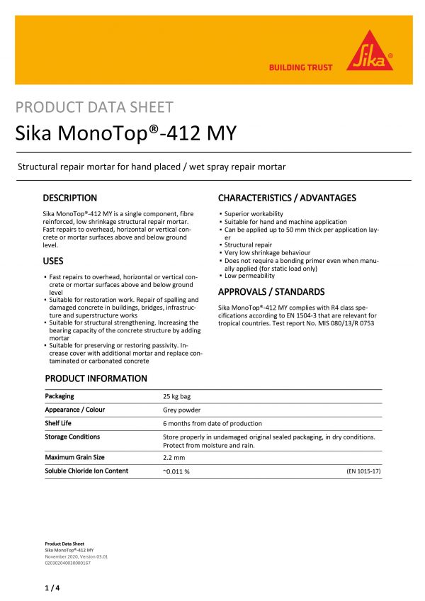 SIKA MONOTOP 412 MY - Labuan Hardware (Kemajuan Trading)